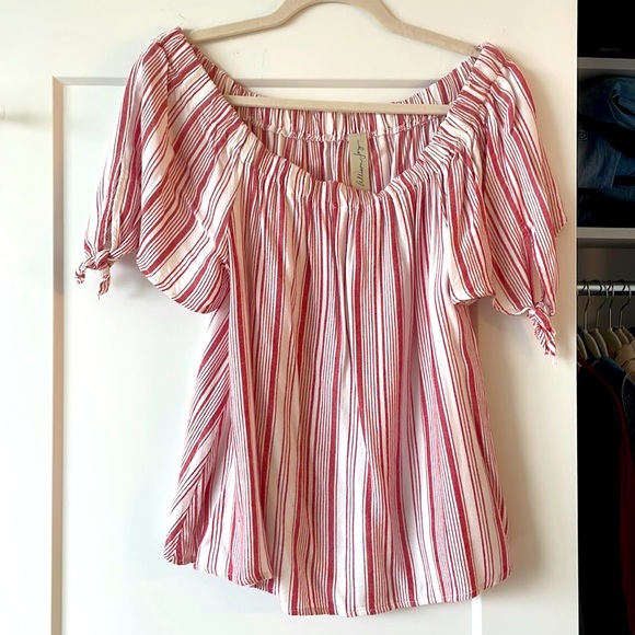 Allison Joy | Tops | Allison Joy Red And White Striped Loose Fitting ...